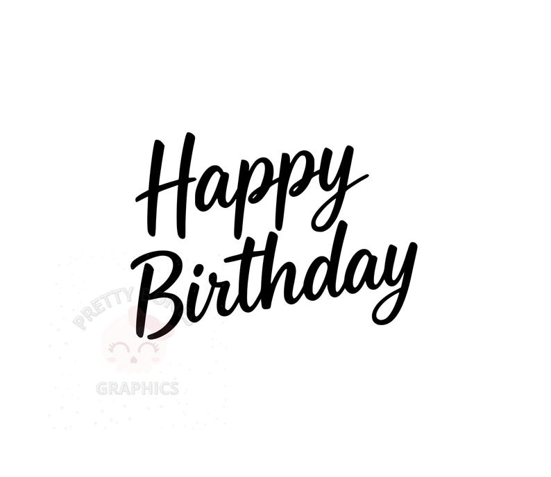 Happy Birthday Line Art, SVG, PNG, EPS, Dxf Instant Download Art ...
