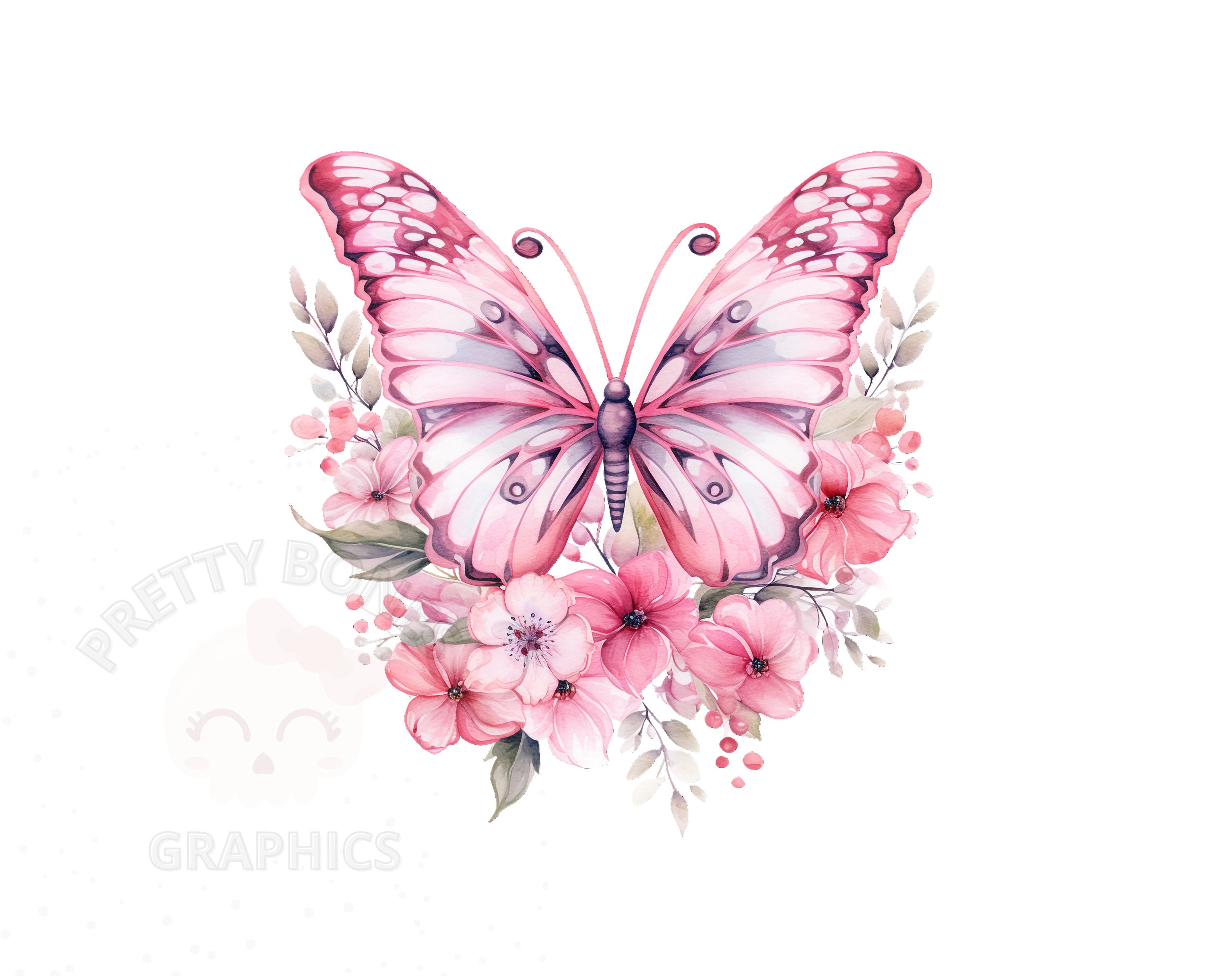 Real Pink Butterflies On Flowers