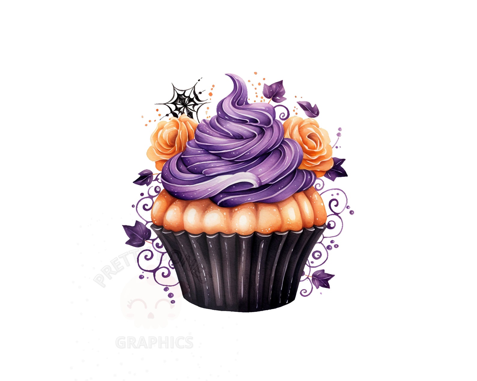 Halloween Cupcake Clipart PNG Instant Download File Cupcake - Etsy