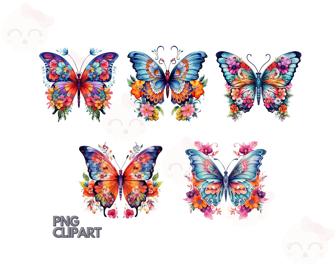 Butterfly Clipart Bundle PNG Digital Download Files Floral - Etsy