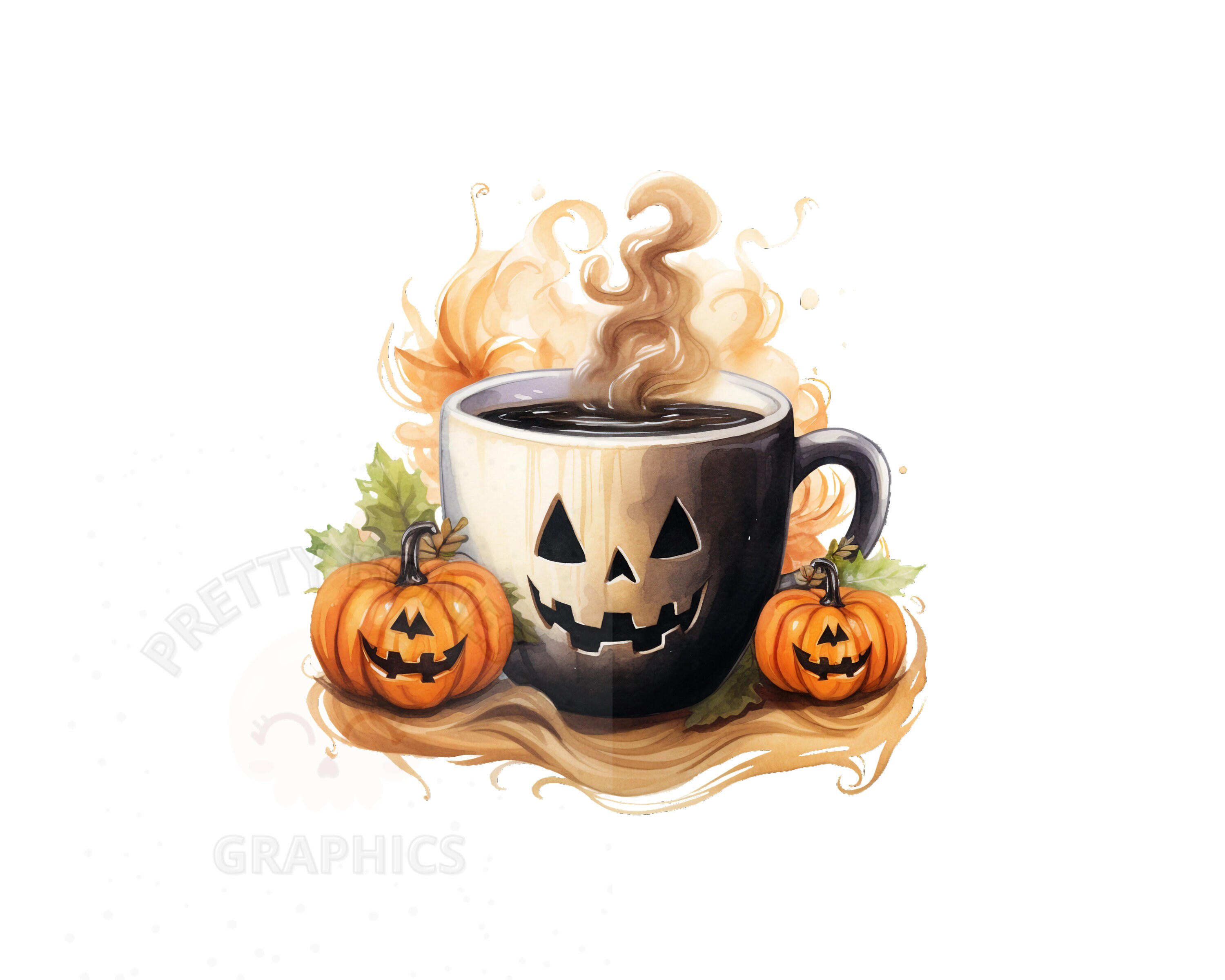 Halloween Coffee Cup Clipart PNG Instant Download File - Etsy