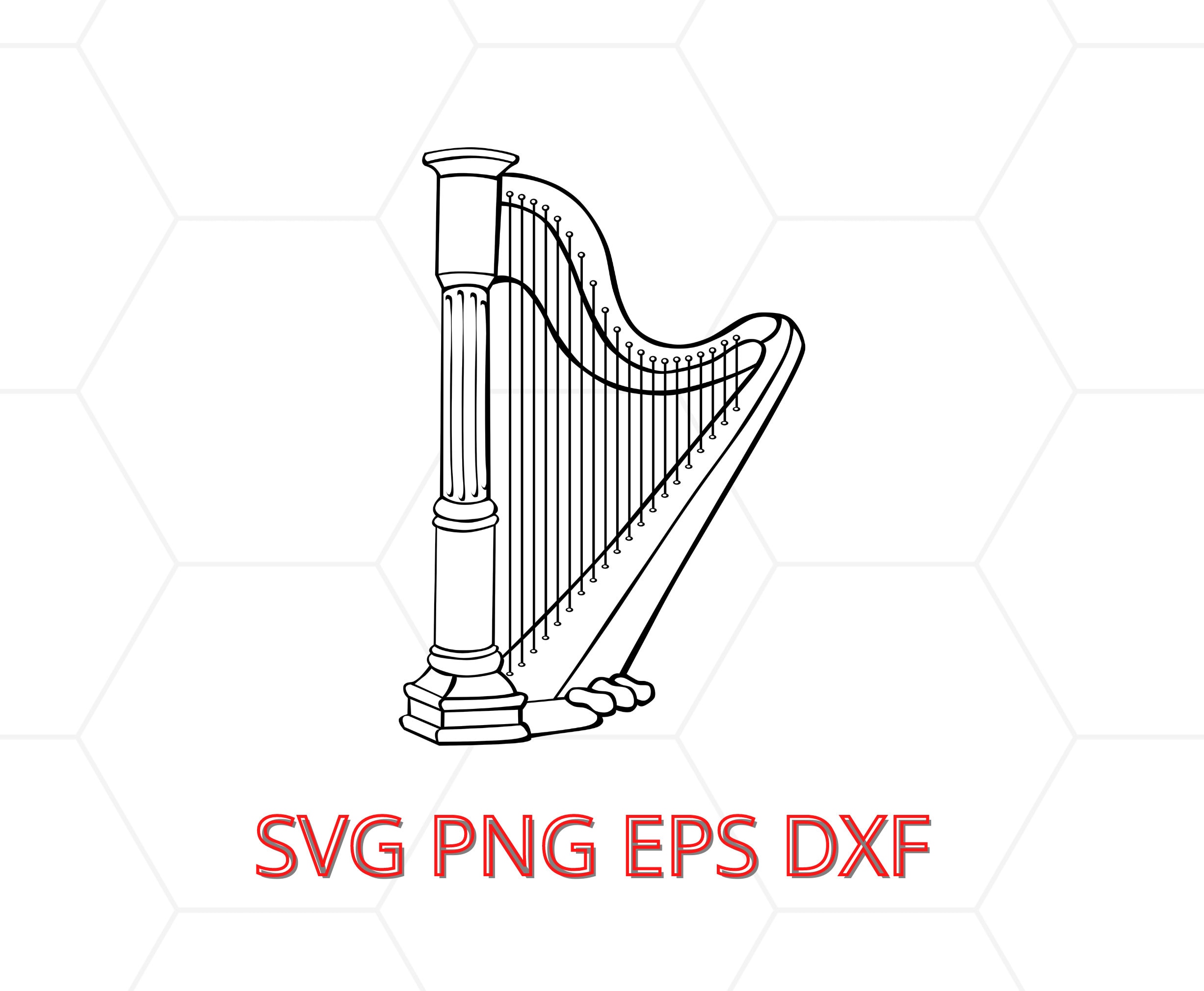 Harp SVG Instant Download SVG PNG Eps Dxf Harp Clipart - Etsy Australia