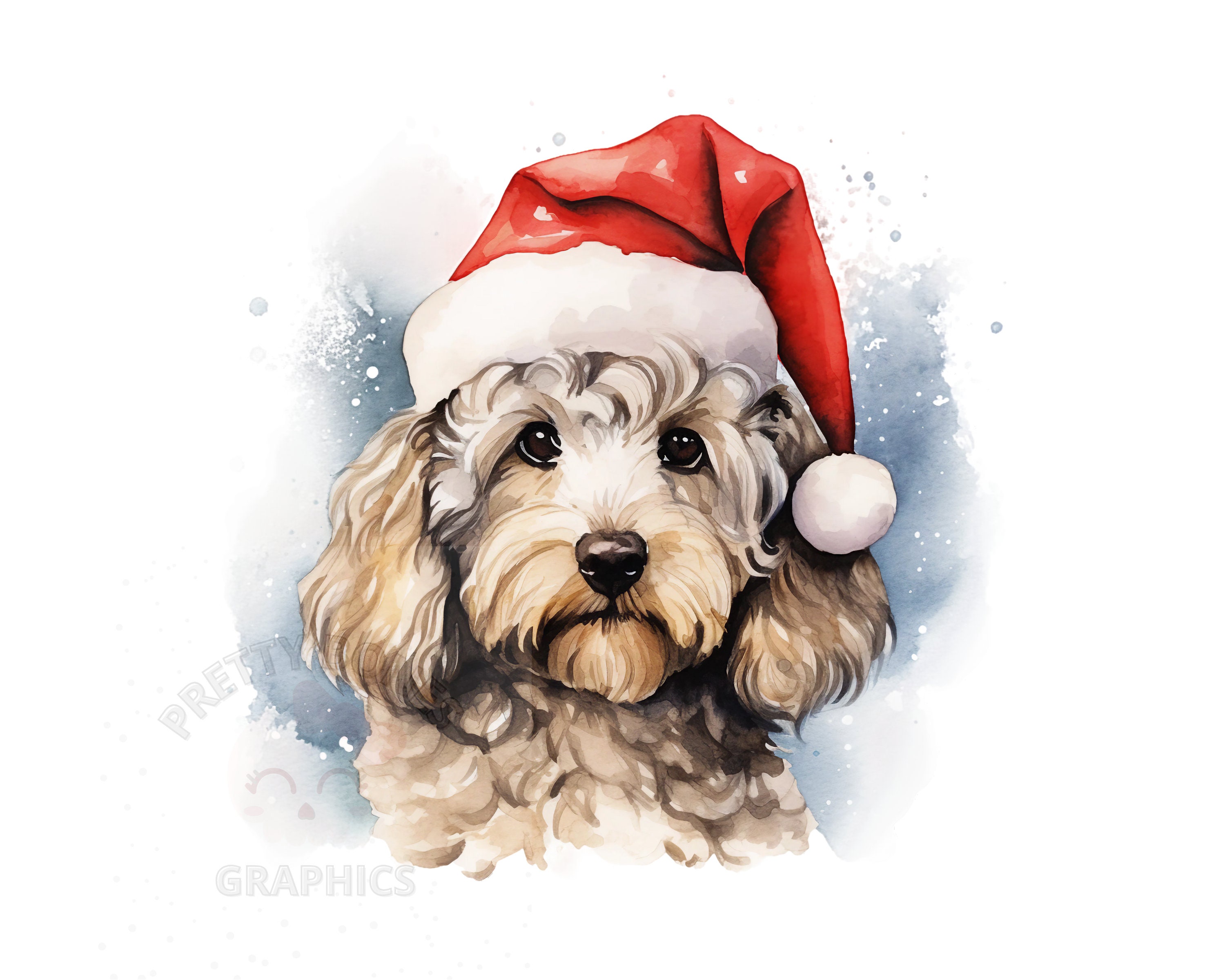Christmas Cockapoo Dog Clipart, PNG Instant Download File, Digital File ...