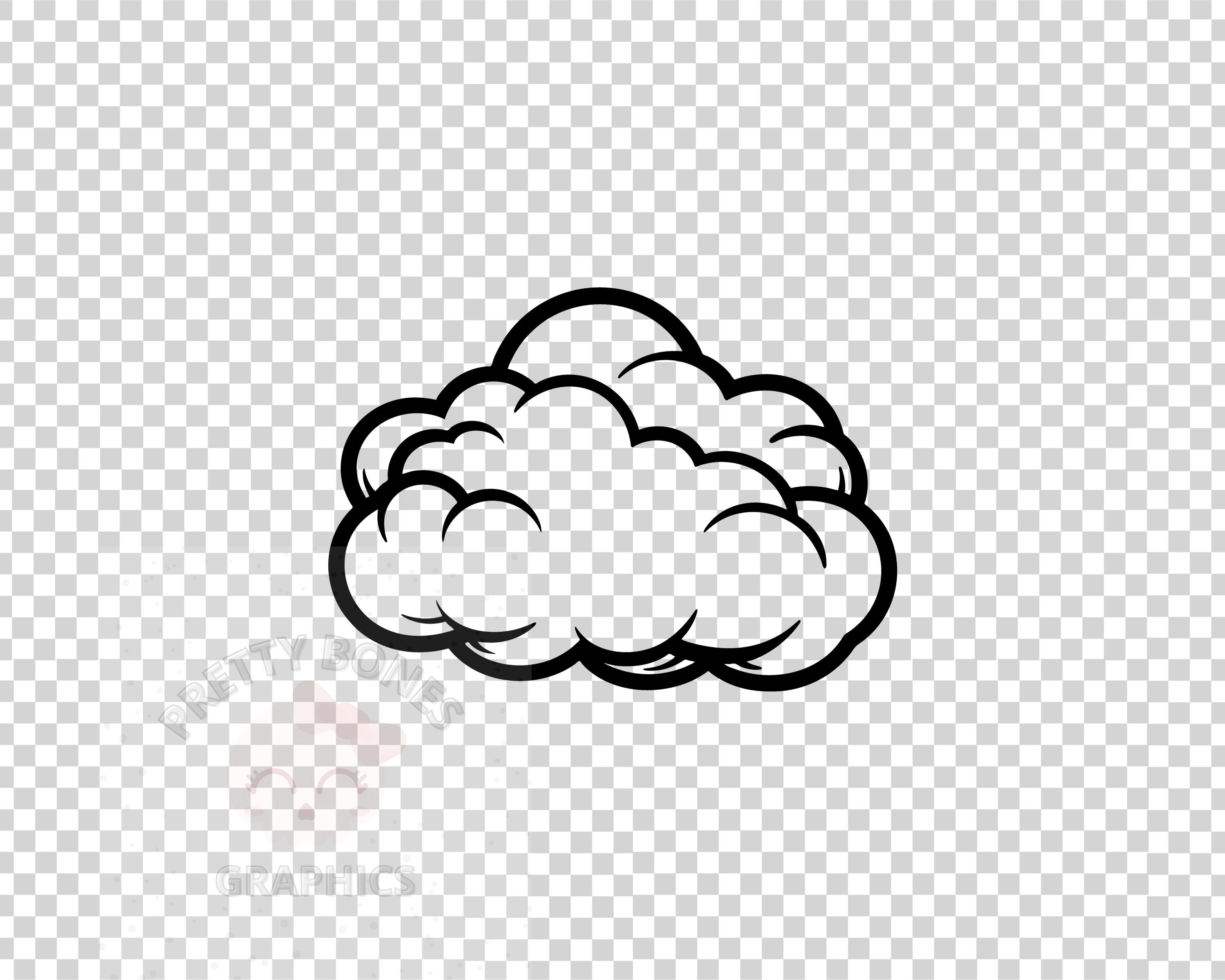 Cloud Outline Clipart, SVG, PNG Instant Download File, Card Making ...