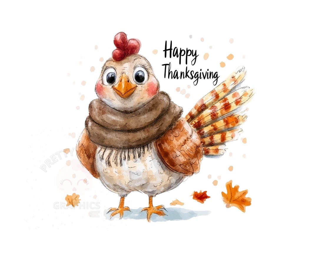 Happy Thanksgiving Turkey Clipart, PNG Instant Download File, Digital ...