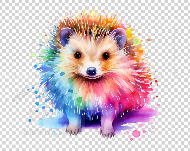 Hedgehog Clipart Rainbow Colours PNG Instant Download File - Etsy