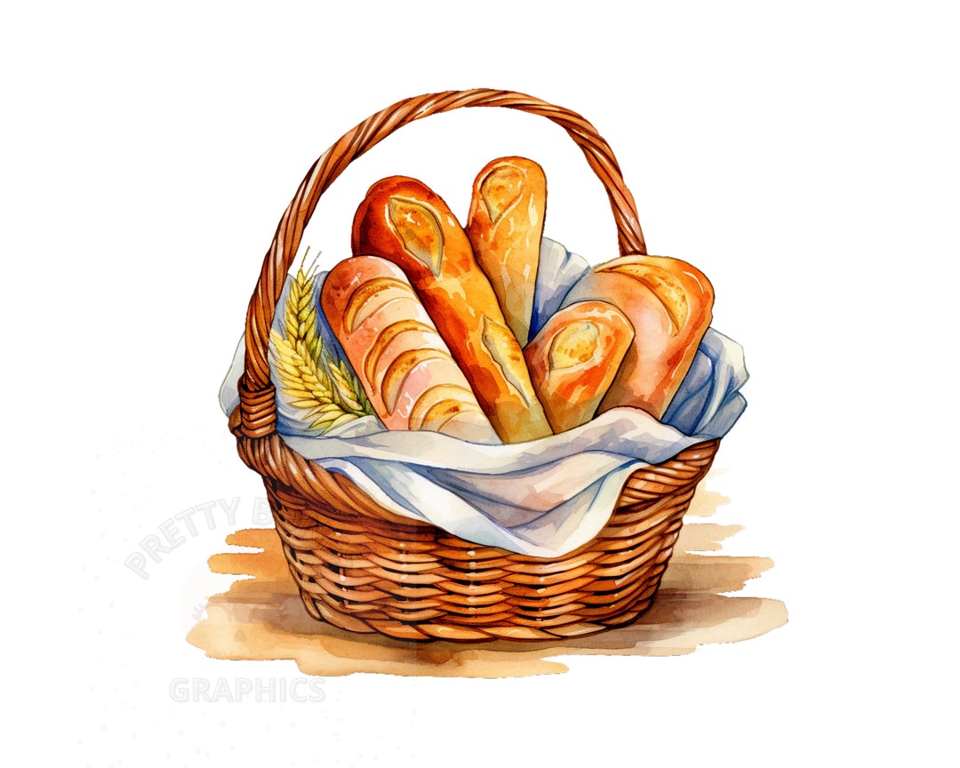 Bread Basket Clipart, PNG Instant Download File, Digital Design for ...
