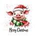 Christmas Pig Clipart, PNG Instant Download File, Digital Design for ...