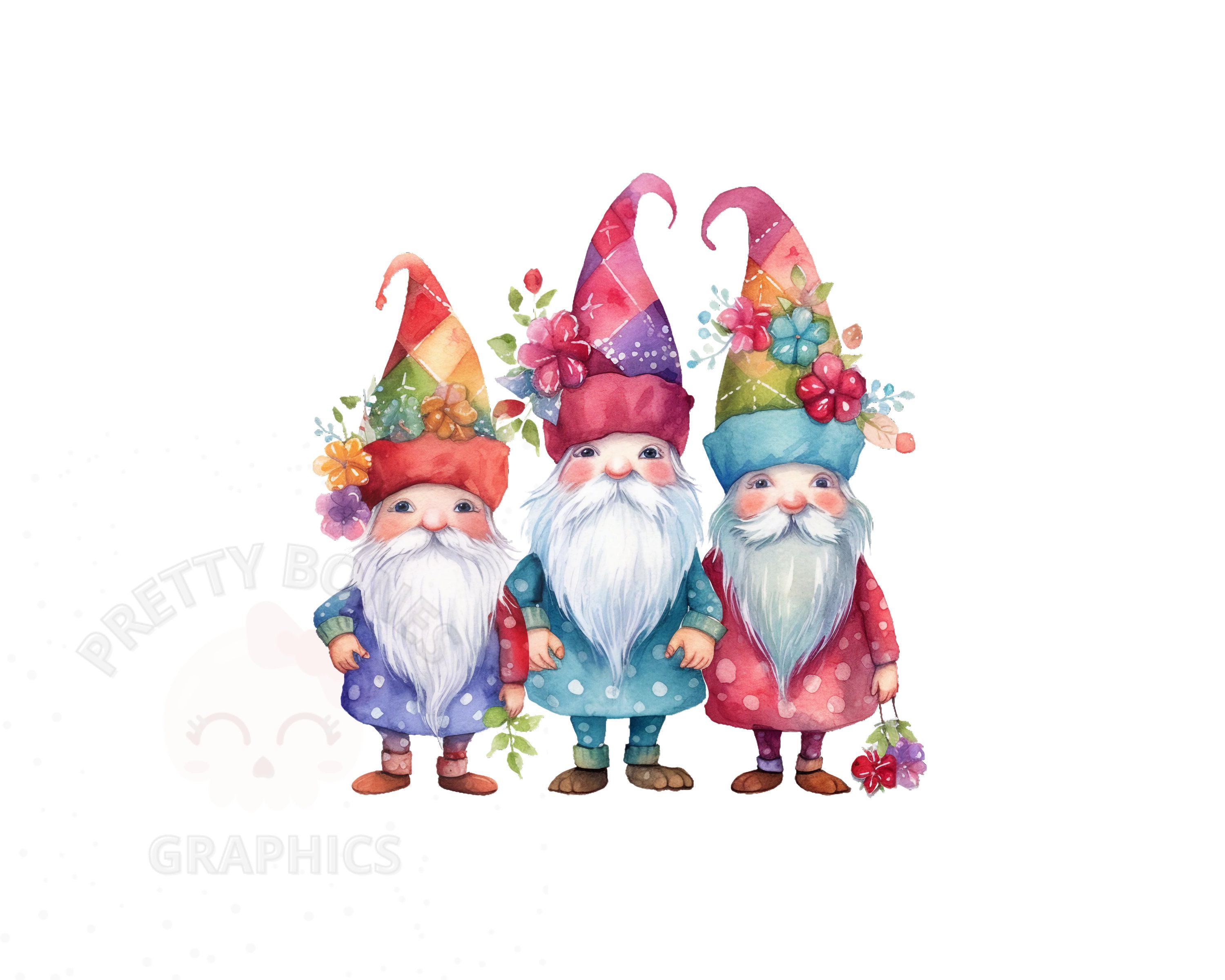 Watercolor Gnomes Clipart, PNG Instant Download File, Gnomes Printable ...