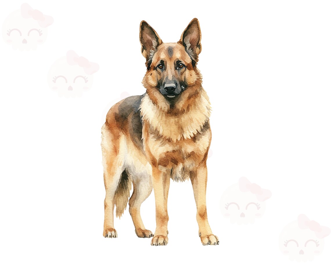 Watercolor German Shepherd, PNG Instant Download File, Dog Clipart ...