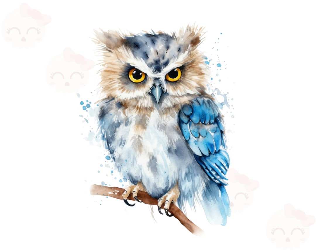 Watercolor Owl Clipart, PNG Instant Download, Owl Digital Design ...