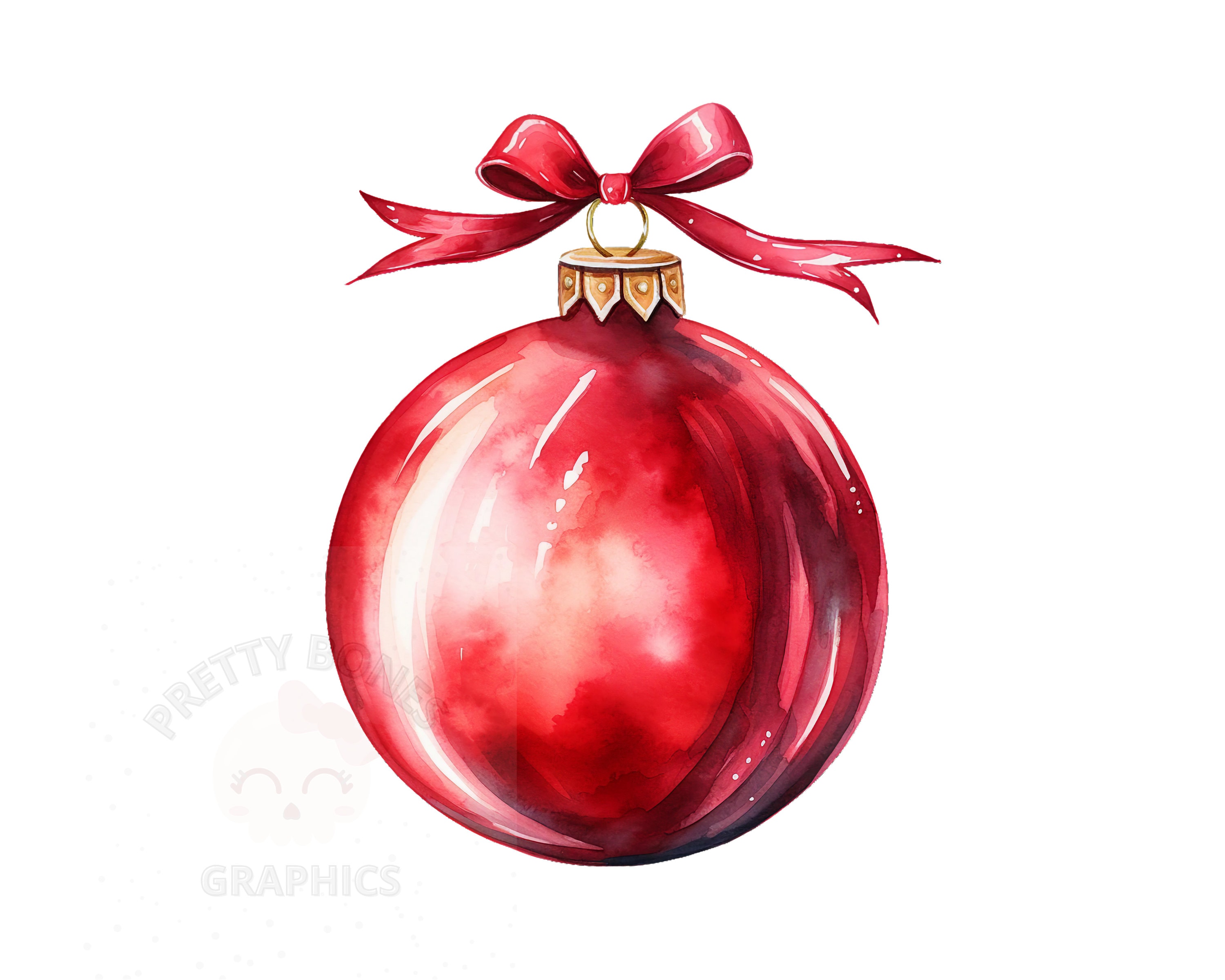 Red Christmas Bauble Clipart, PNG Instant Download File, Digital Paper ...