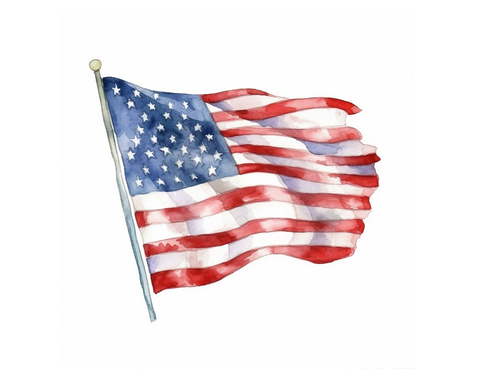 Watercolor American Flag Bundle, 8 JPG Instant Download Images, 4th of ...
