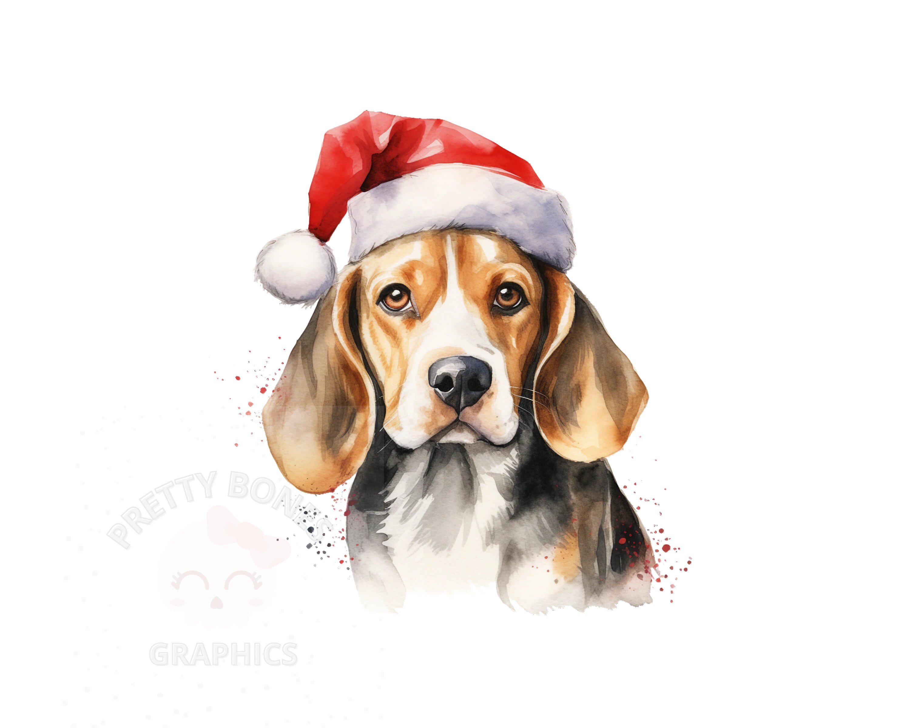 Christmas Beagle Clipart, PNG Instant Download File, Digital Design for ...