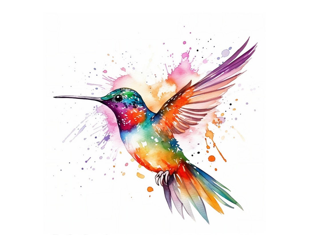 Hummingbird Clipart, JPG Instant Download File, Watercolor Hummingbird ...