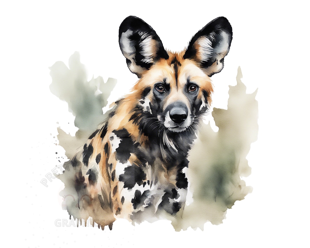 African Wild Dog Clipart, PNG Instant Download File, Digital Design for ...