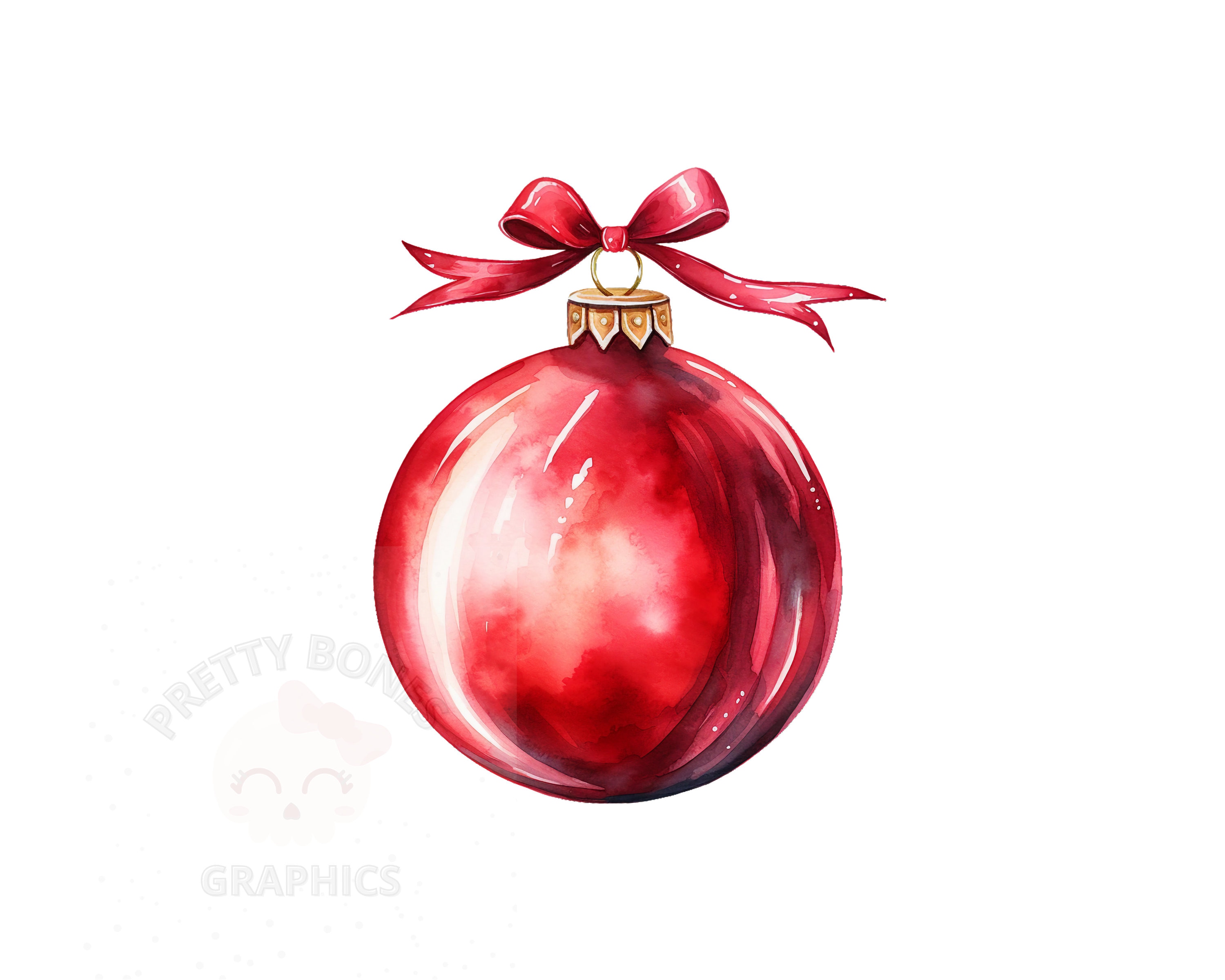 Red Christmas Bauble Clipart, PNG Instant Download File, Digital Paper ...