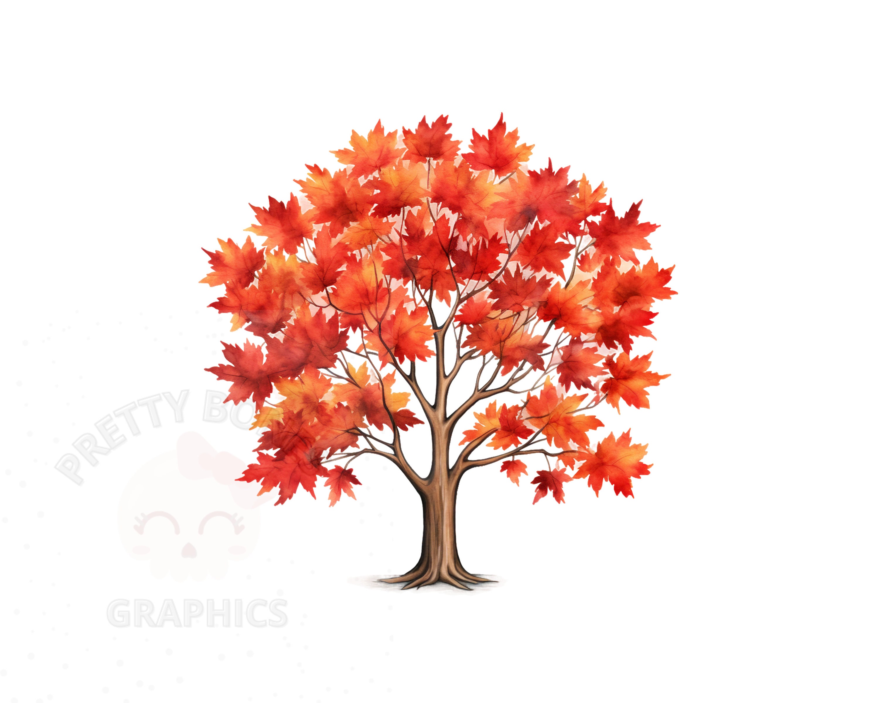 Maple Tree Clipart, PNG Instant Download File, Watercolour Tree Digital ...