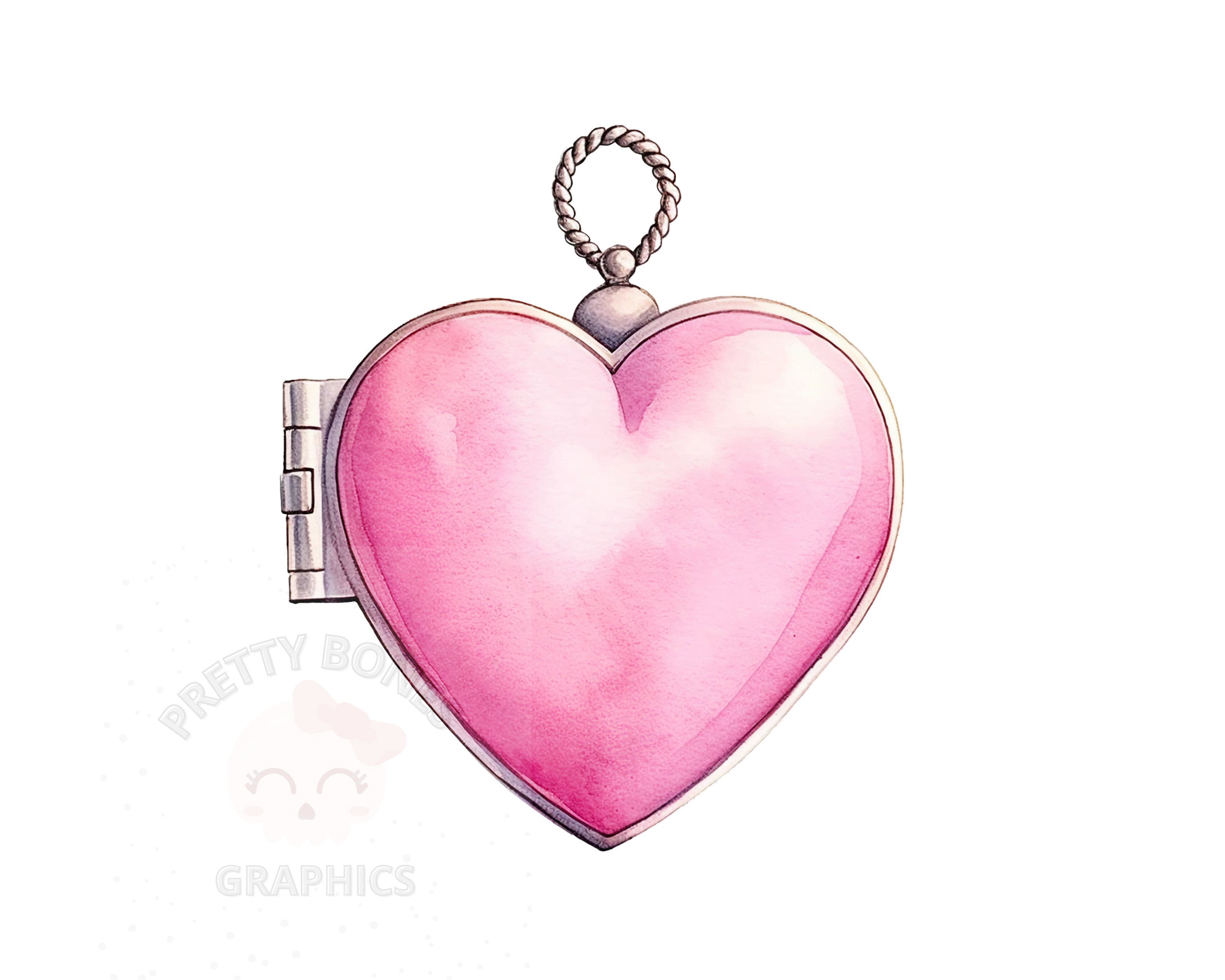 Pink Heart Locket Clipart, PNG Instant Download File, Digital Paper ...