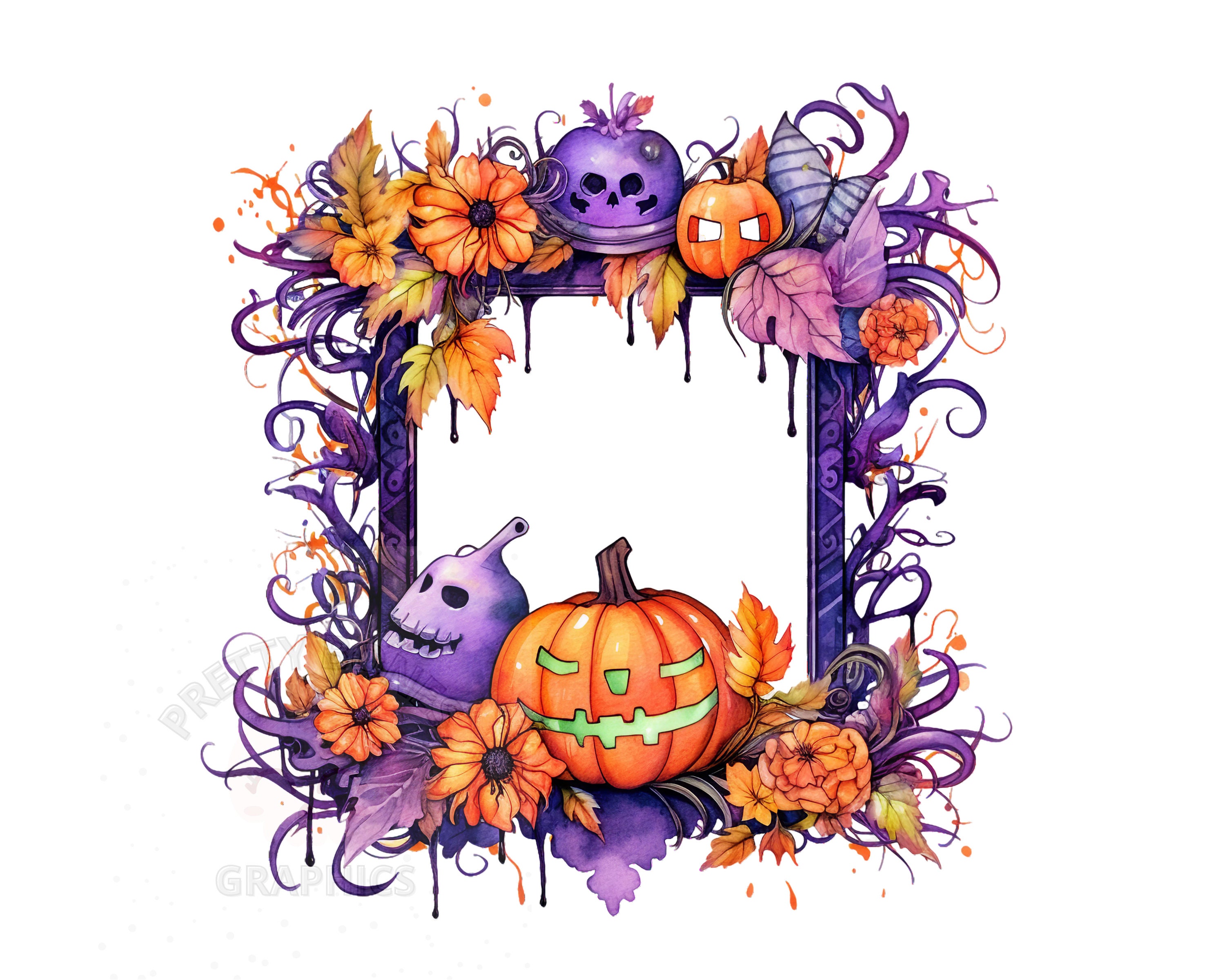 Scary Halloween Frame Clipart PNG Instant Download File - Etsy