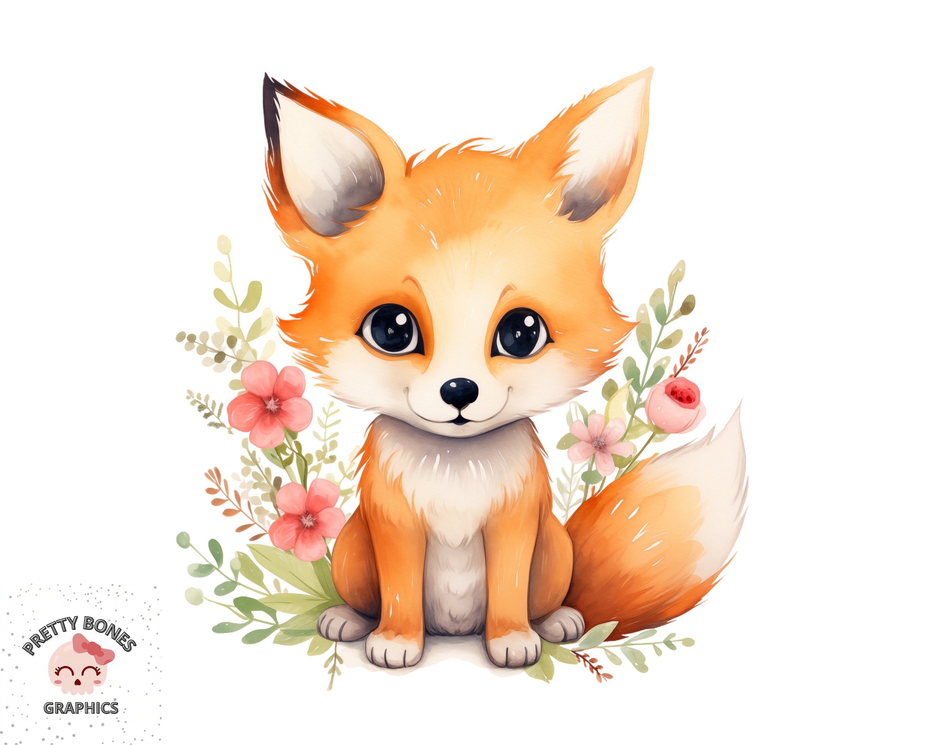 Baby Fox Nursery Clipart, PNG Instant Download File, Digital Design for ...