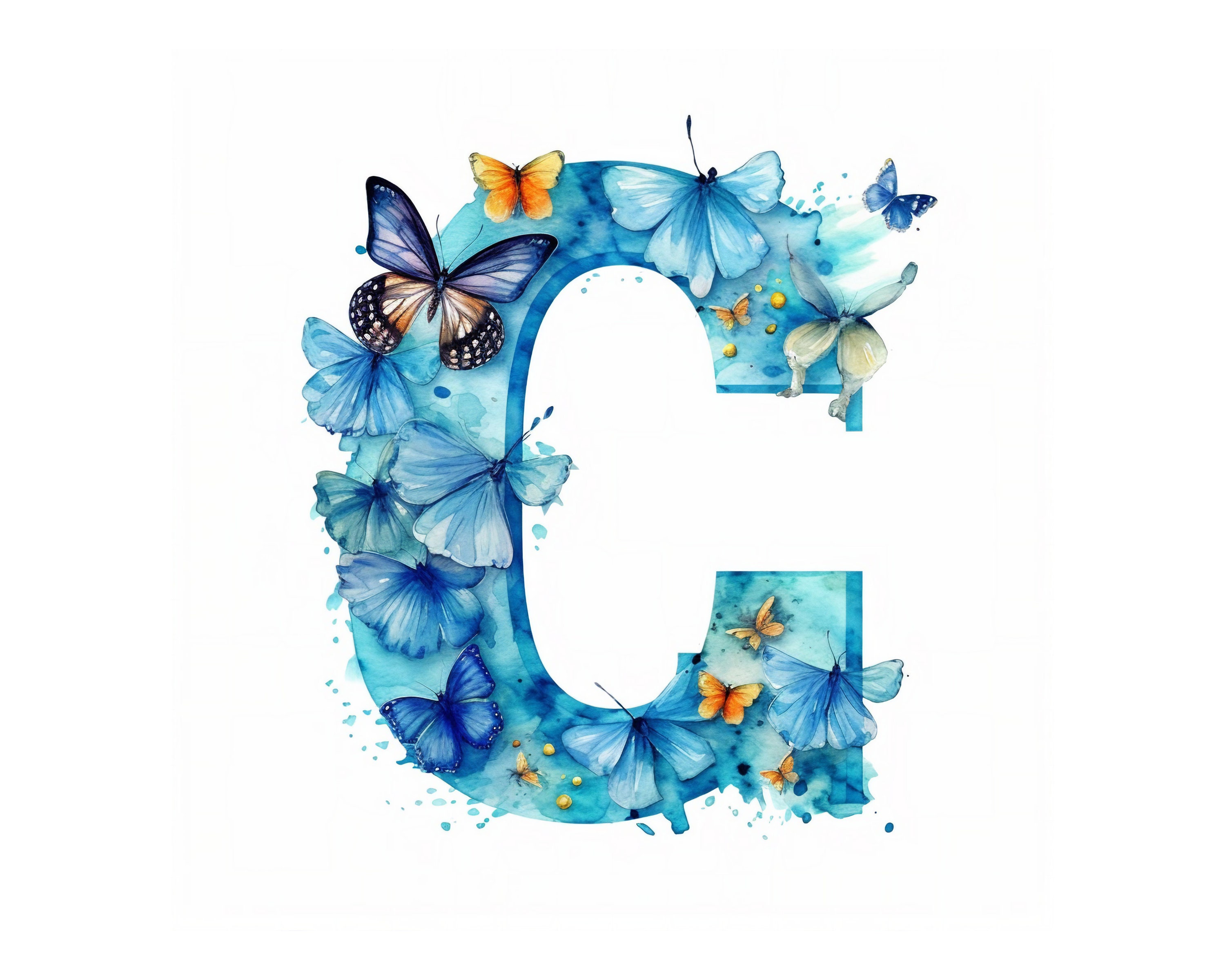 Watercolor Alphabet Letter C Clipart, JPG Instant Download, Alphabet ...