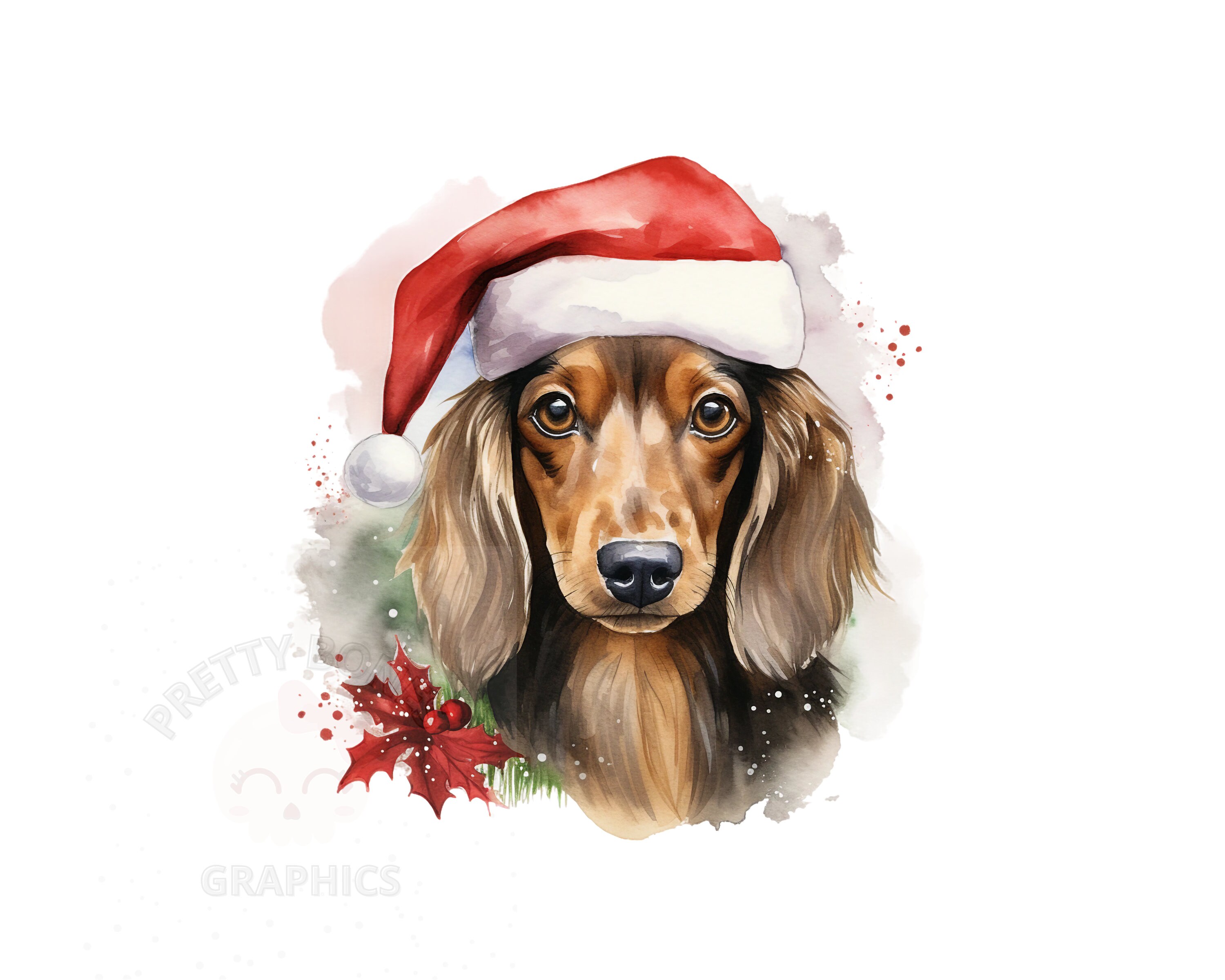 Christmas Dachshund Clipart, PNG Instant Download File, Digital Paper ...