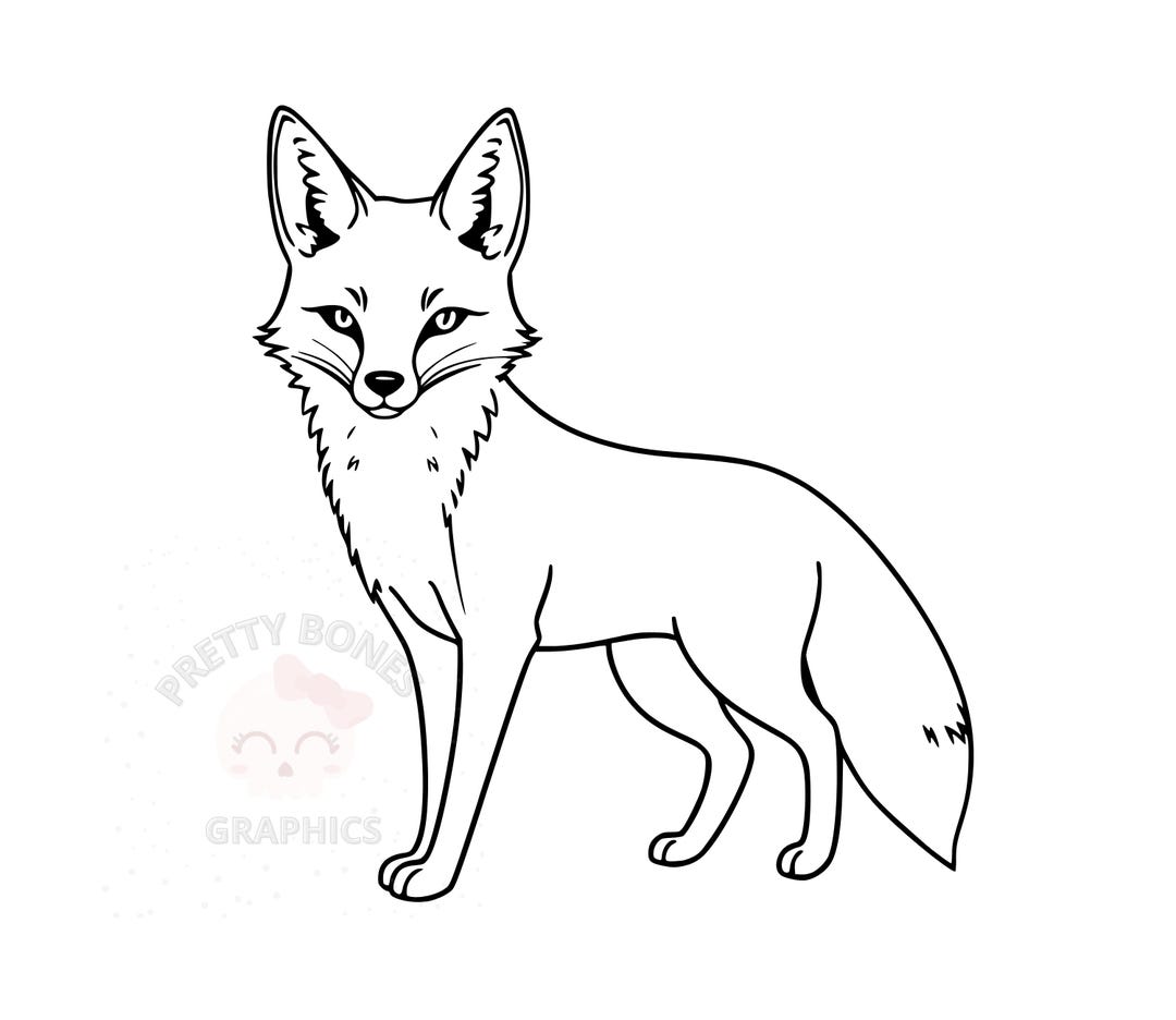 Fox Line Art, SVG, PNG, EPS, Dxf Instant Download Art, Fox Vector ...