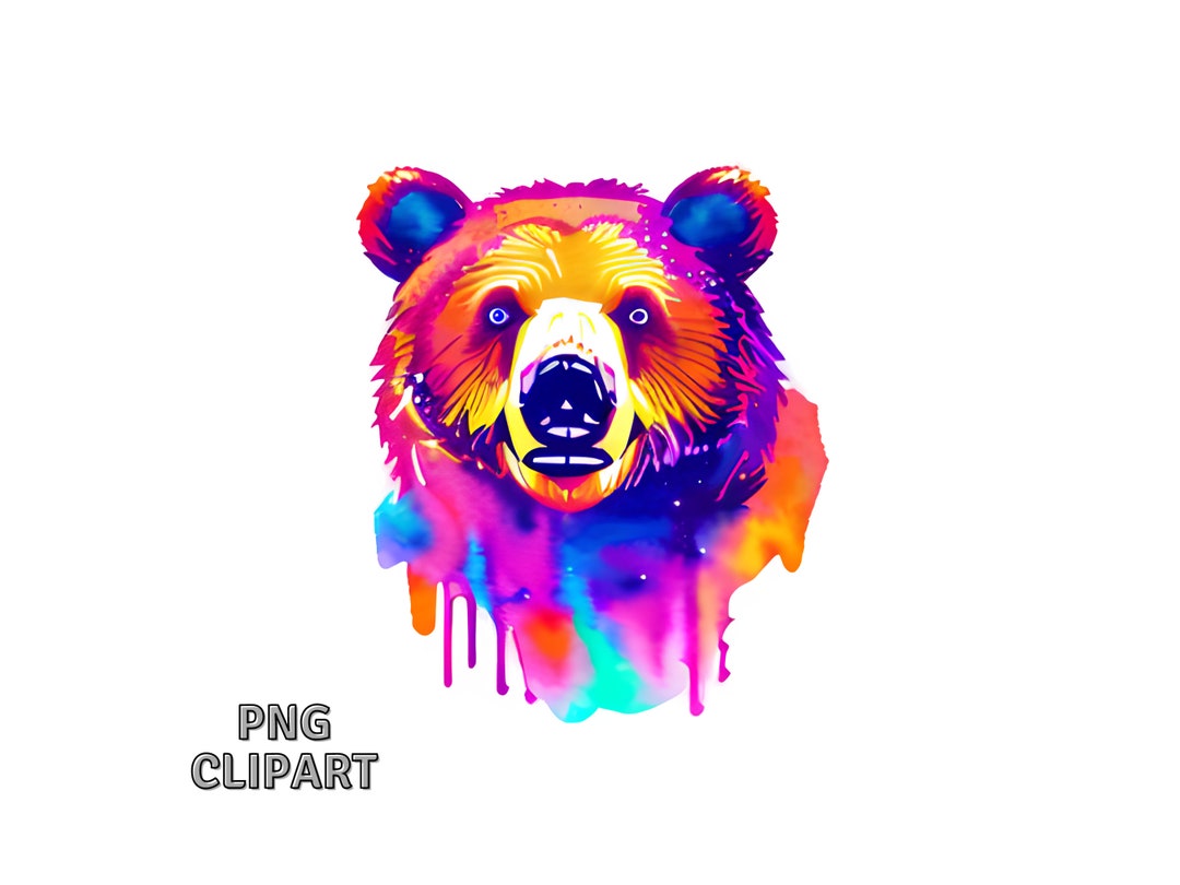 Bear Clipart, Rainbow Bear PNG, Digital Download, Watercolor Clipart ...