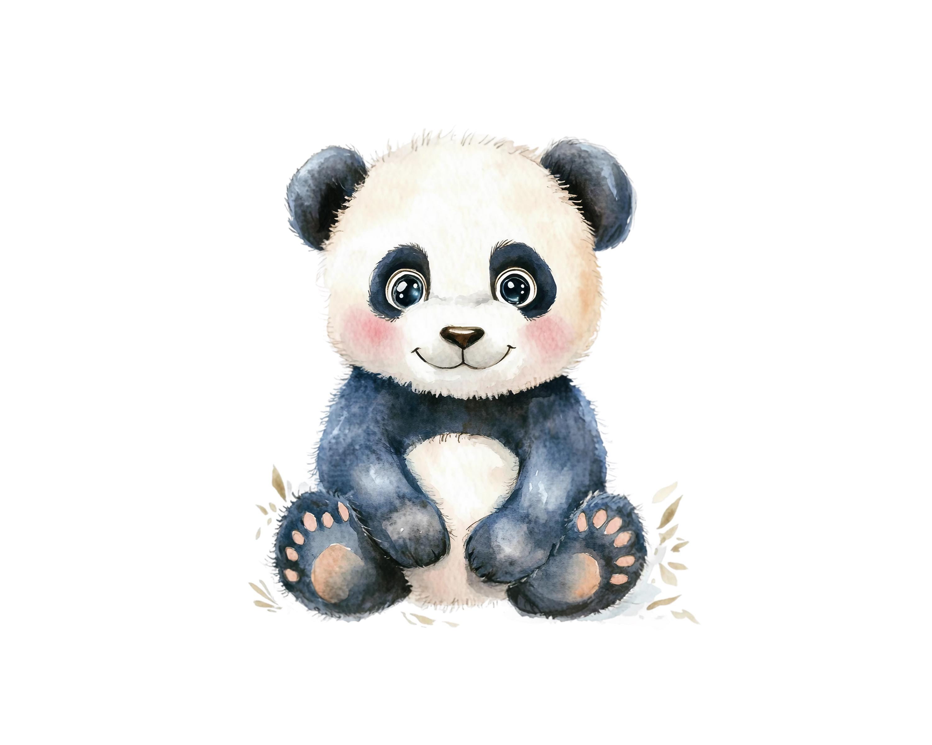 5 Watercolor Baby Panda Clipart Images, PNG Instant Download Files ...