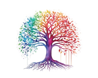 Tree of Life Colors Digital PNG Clipart, Printable Art, Paper Craft ...