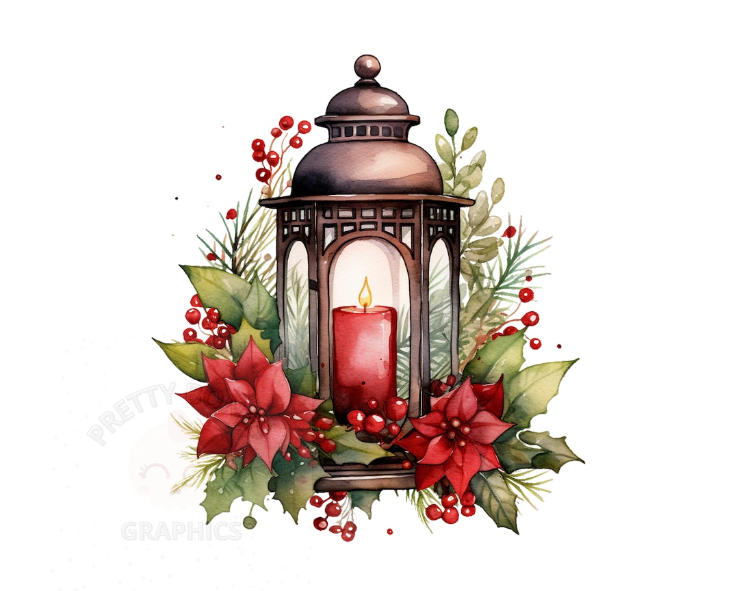 Christmas Lantern Clipart, PNG Instant Download File, Digital Paper ...
