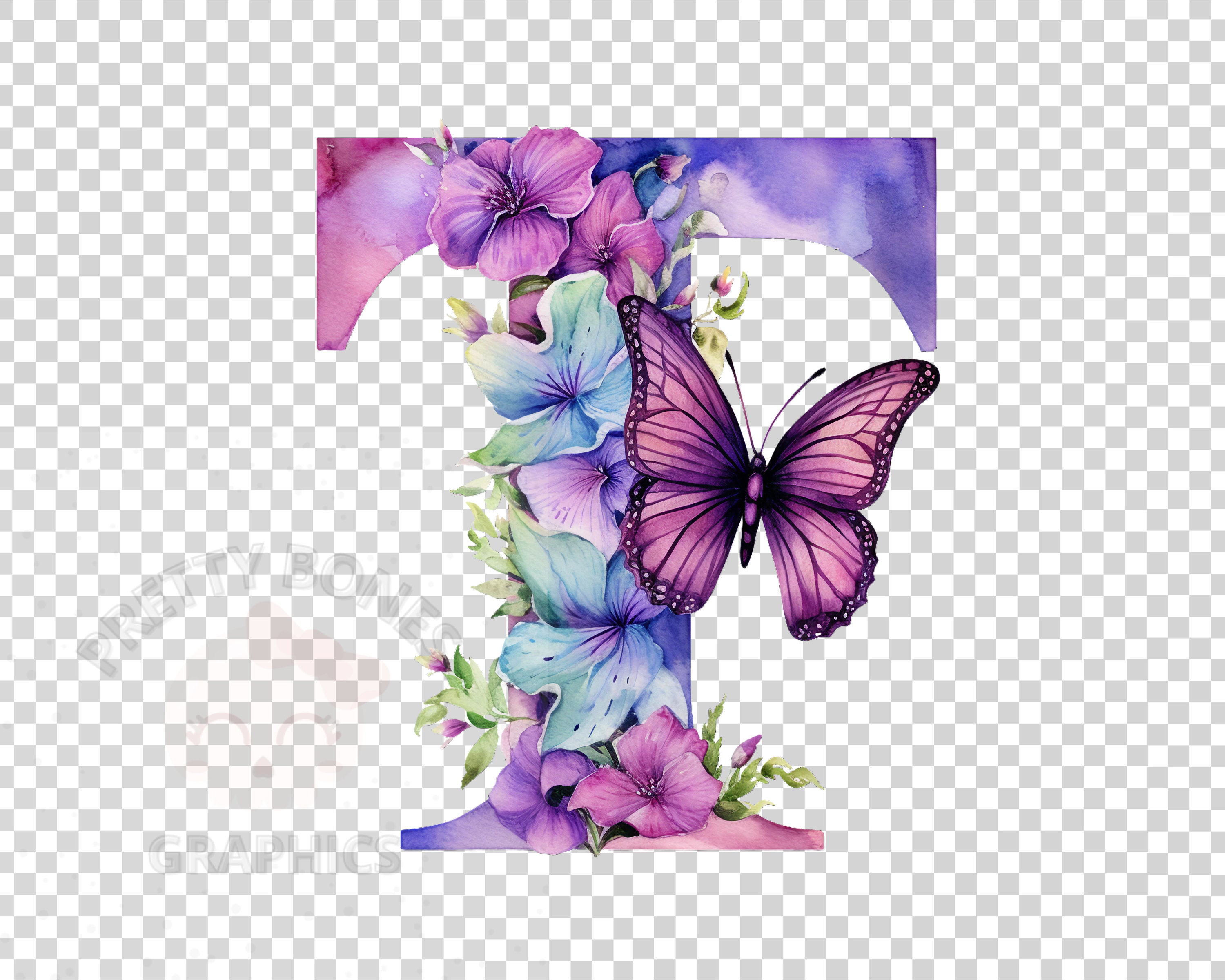 Purple Letter T Clipart, PNG Instant Download File, Alphabet Letter T ...