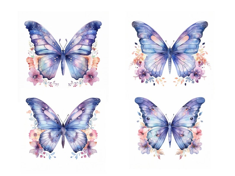 Watercolor Butterfly Clipart Set of 4 Digital Download JPG - Etsy
