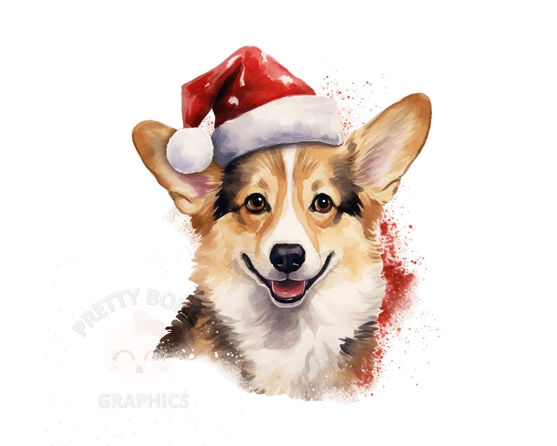 Christmas Corgi Clipart, PNG Instant Download File, Digital Design for ...