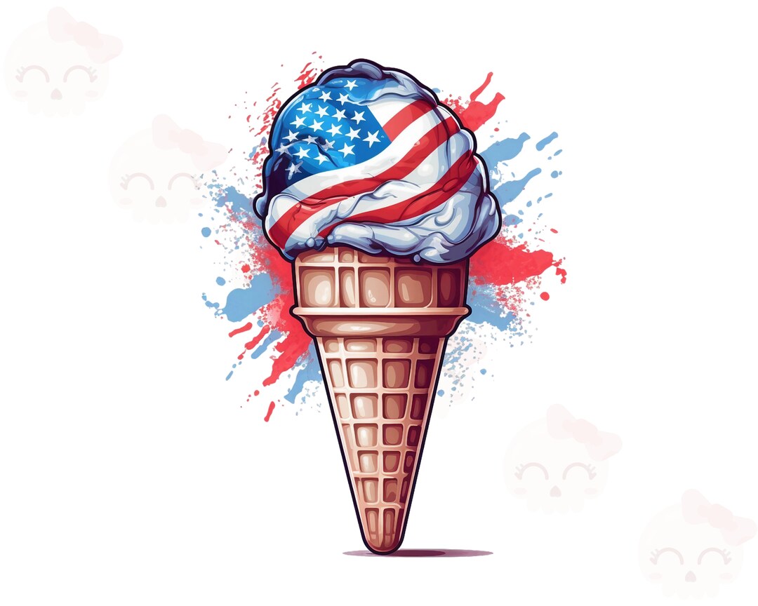 Patriotic Flag Ice Cream Sublimation Clipart, PNG Instant Download File ...