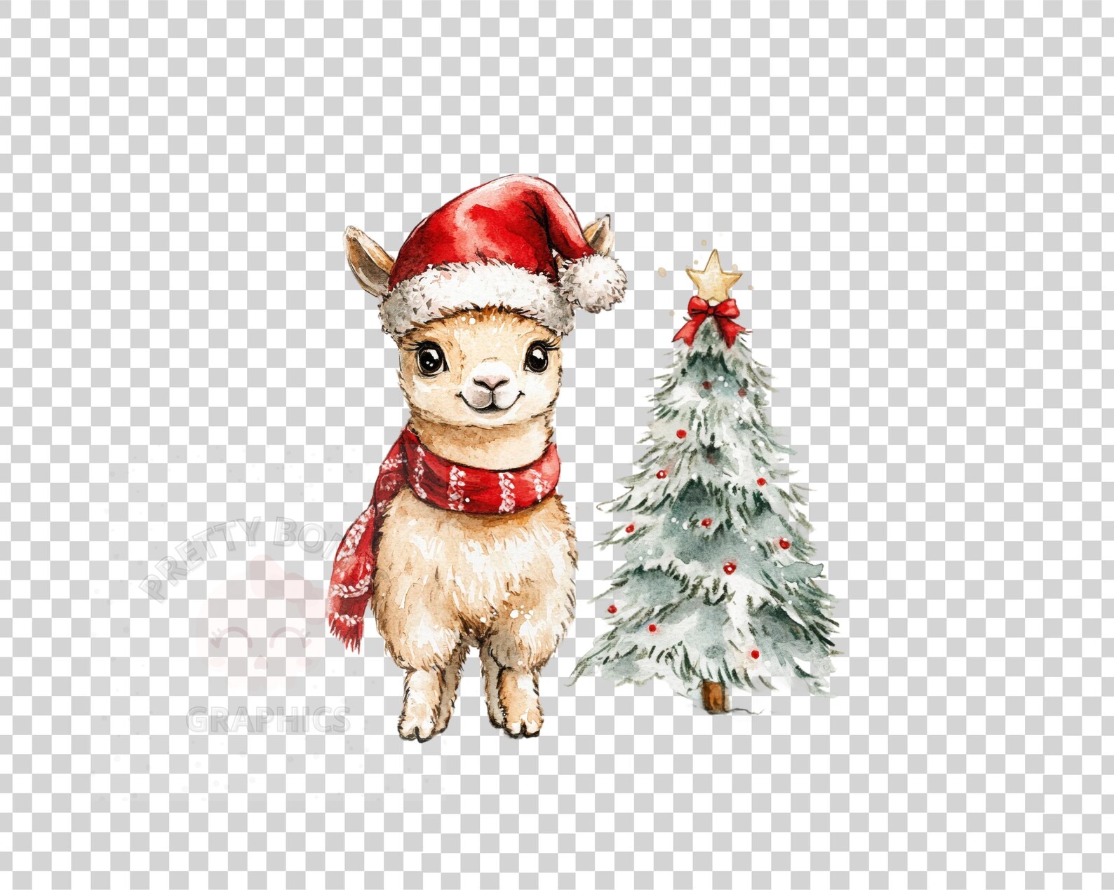 Christmas Llama Clipart, PNG Instant Download File, Digital Design for ...