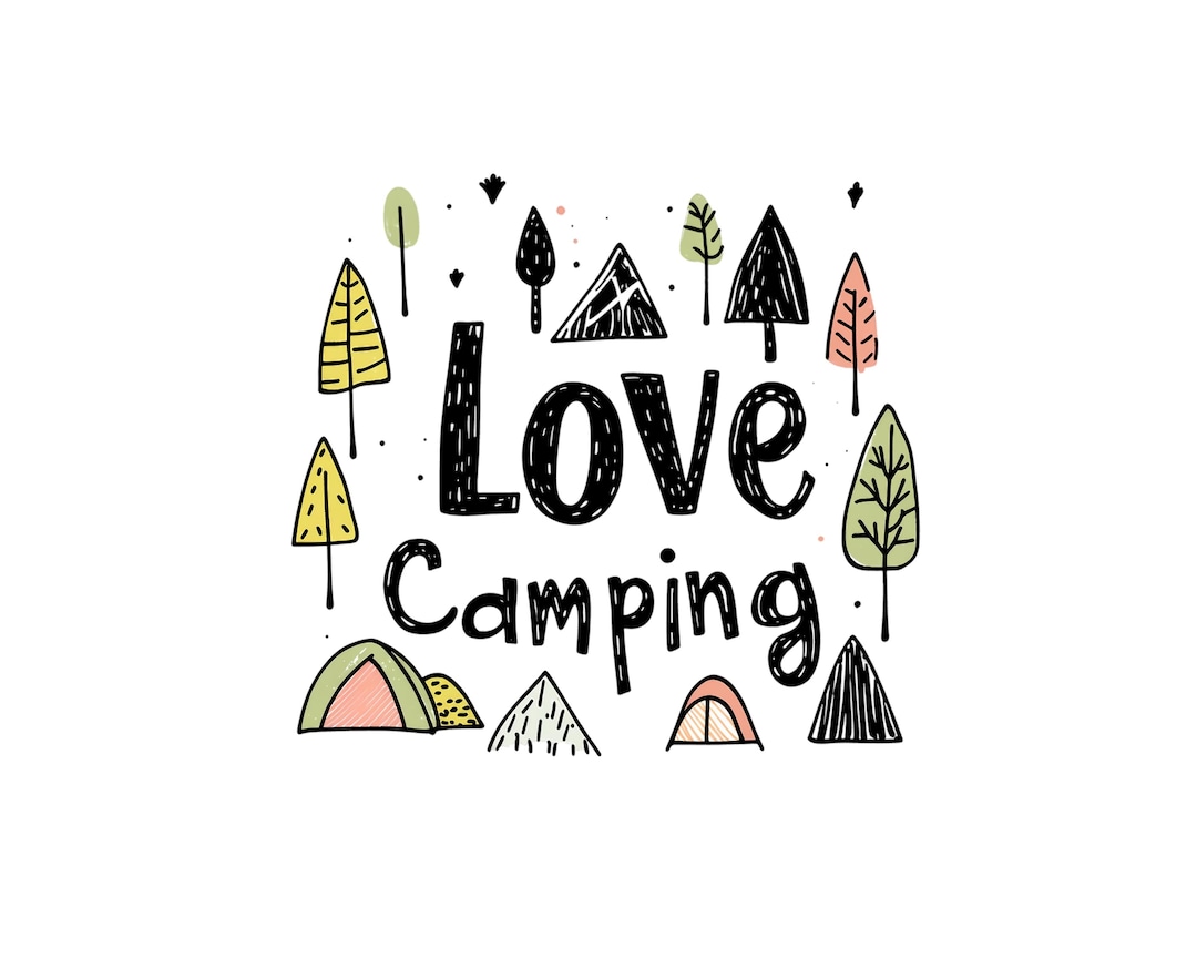 Love Camping Clipart, PNG Instant Download File, Card Making Clipart ...