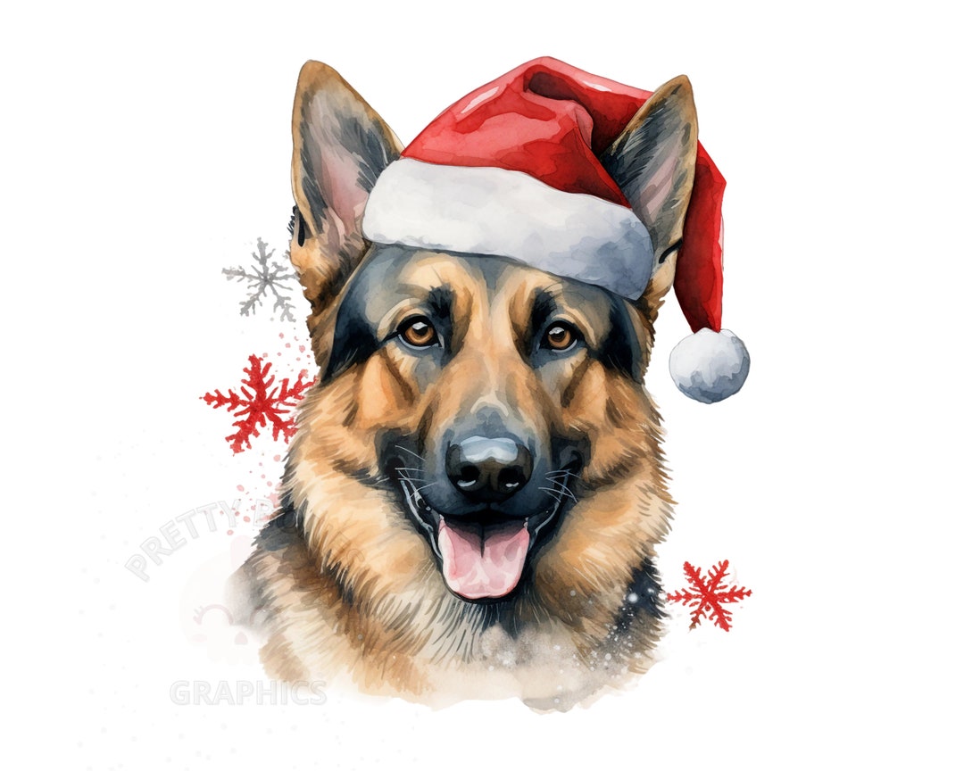 Christmas German Shepherd Clipart, PNG Instant Download File, Digital ...