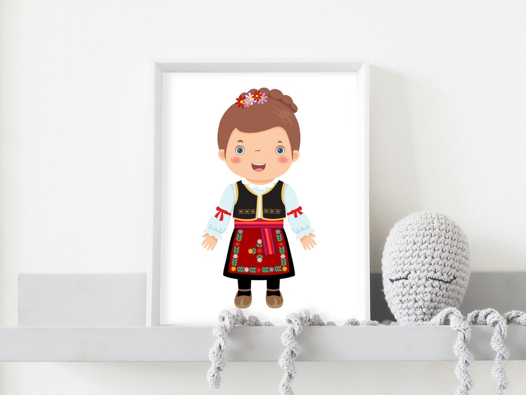 Serbian Girl Folk Costume Print: Children's Room Decor (PDF) - Etsy