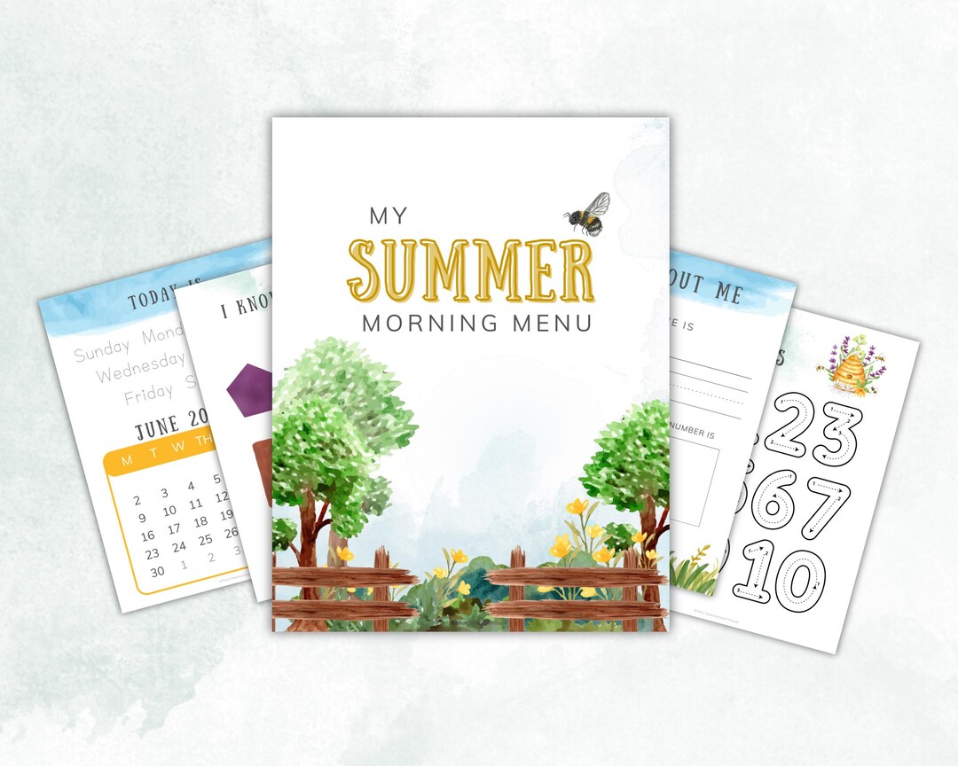 Summer Preschool Homeschool Morning Menu, Morning Basket, Homeschool ...