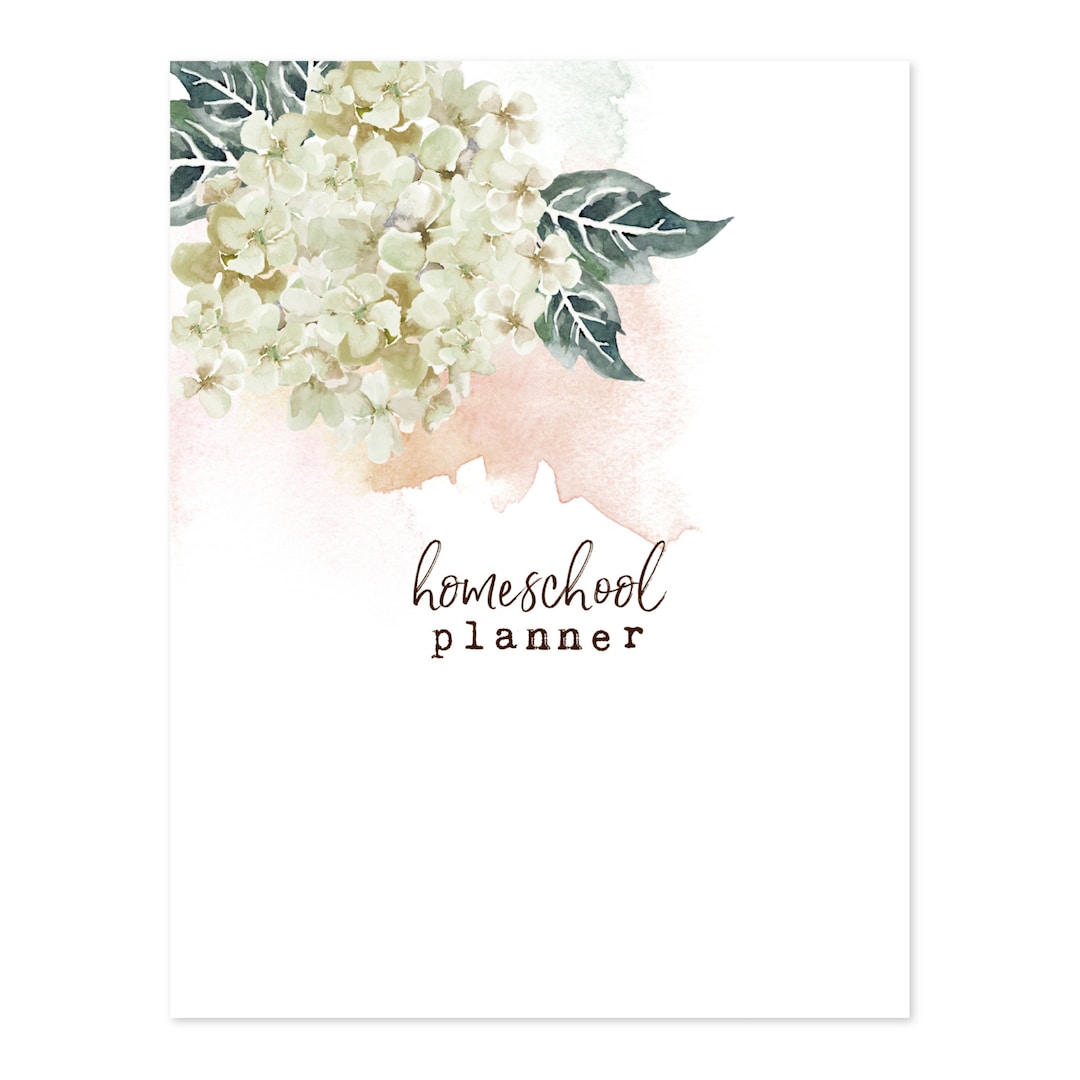 Watercolor Hydrangea Homeschool Planner Cover | Watercolor Planner ...