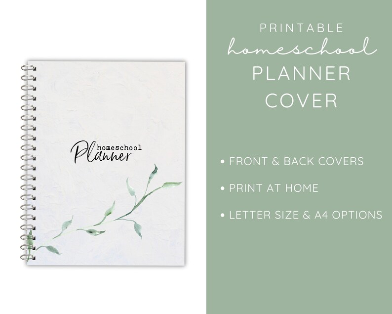 Minimal Botanical Homeschool Planner Cover | Minimal Planner Cover ...