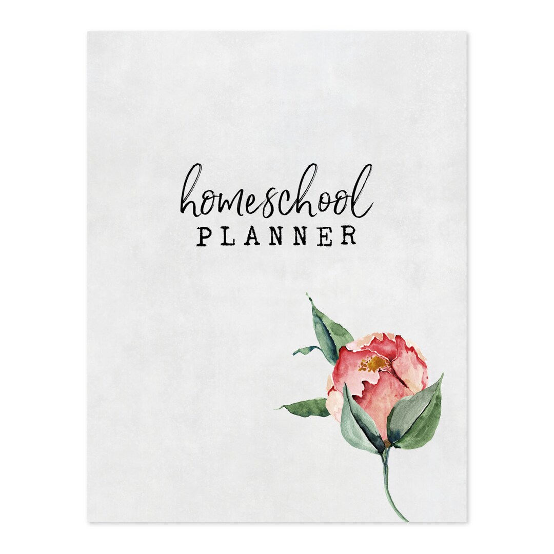 Single Vintage Rose Homeschool Planner Cover | Flower Planner Cover ...