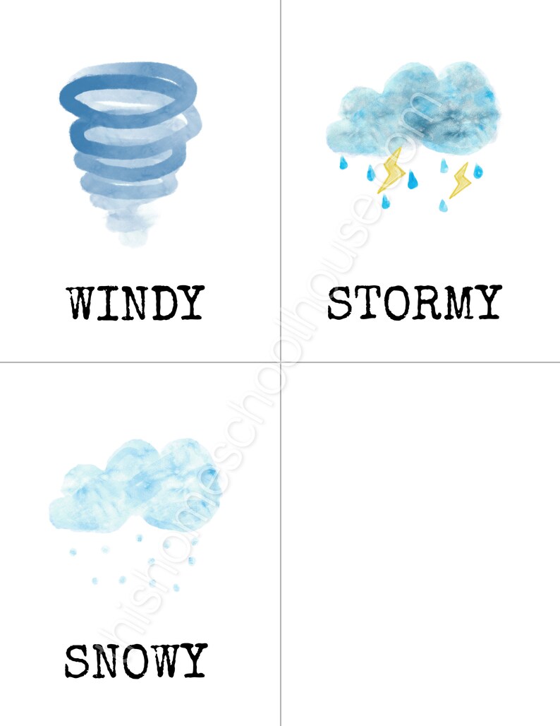 Homeschool Printable Weather Cards | Preschool Printable | Weather ...