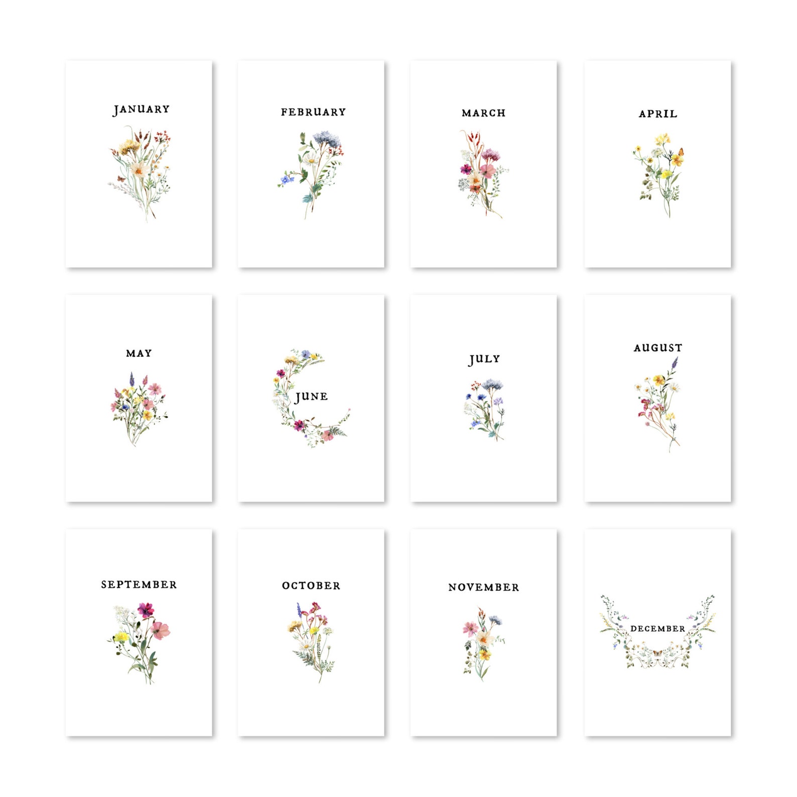 Printable Wildflower Planner Title Pages| Monthly Title Pages | Floral ...