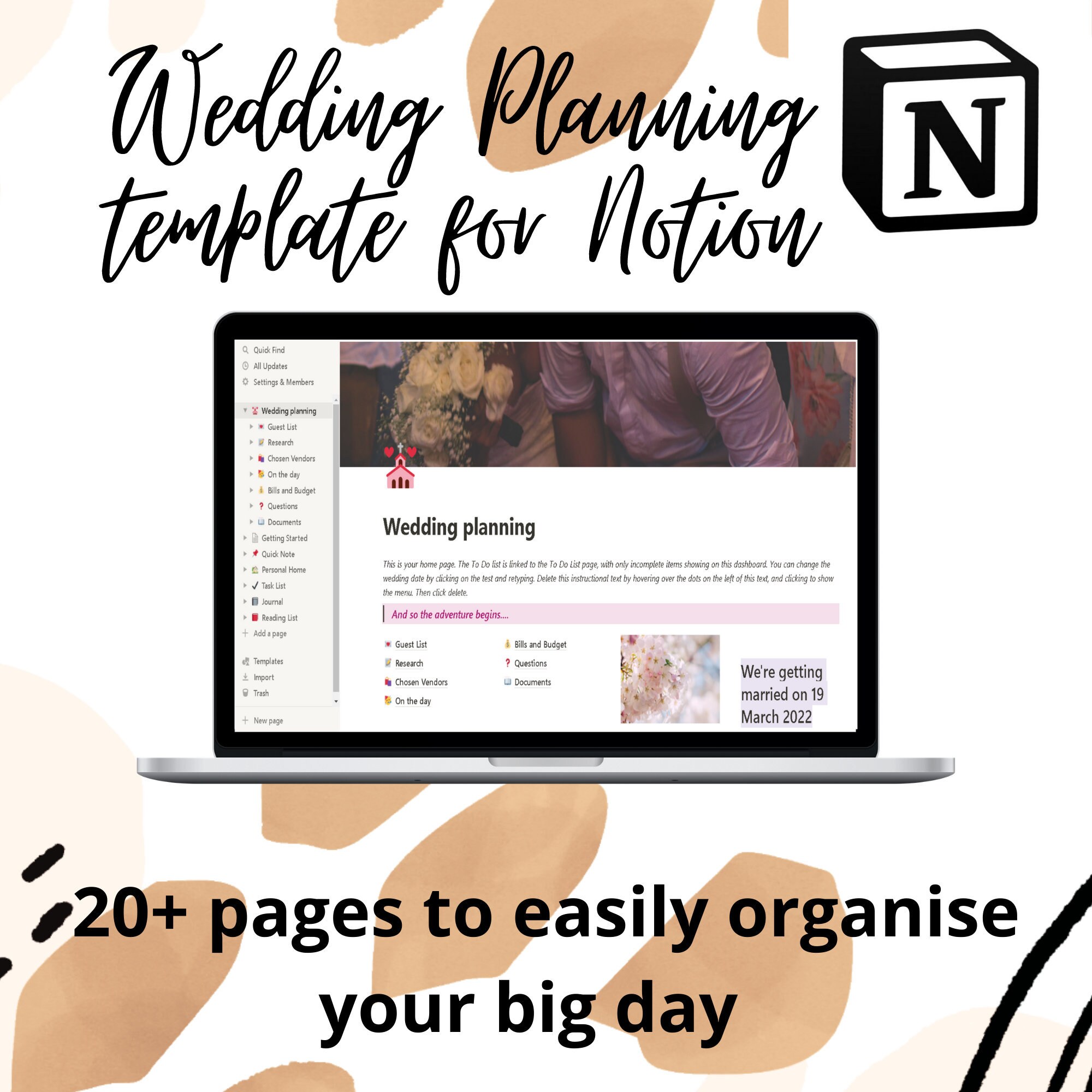 All in One Wedding Planning Notion Templates Pack Digital Etsy