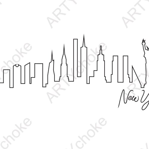New York Skyline Svg Dxf Eps Jpg & Png File Vector City - Etsy