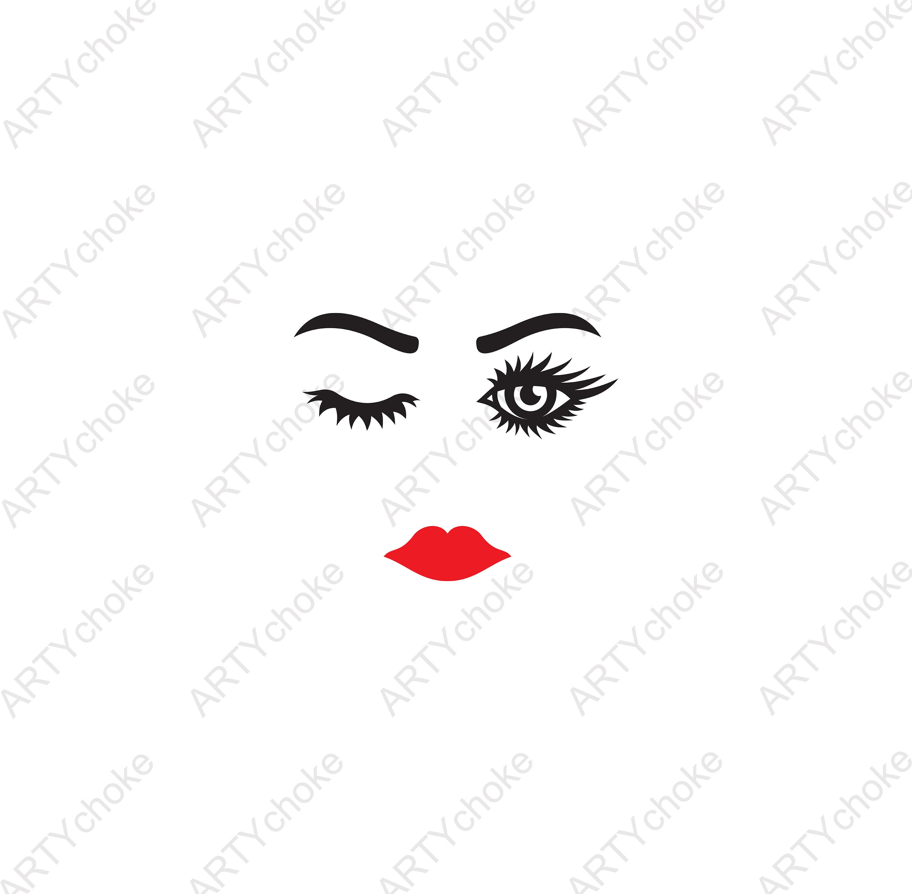 Mujer guiñando el ojo. Archivos preparados para Cricut. SVG - Etsy España