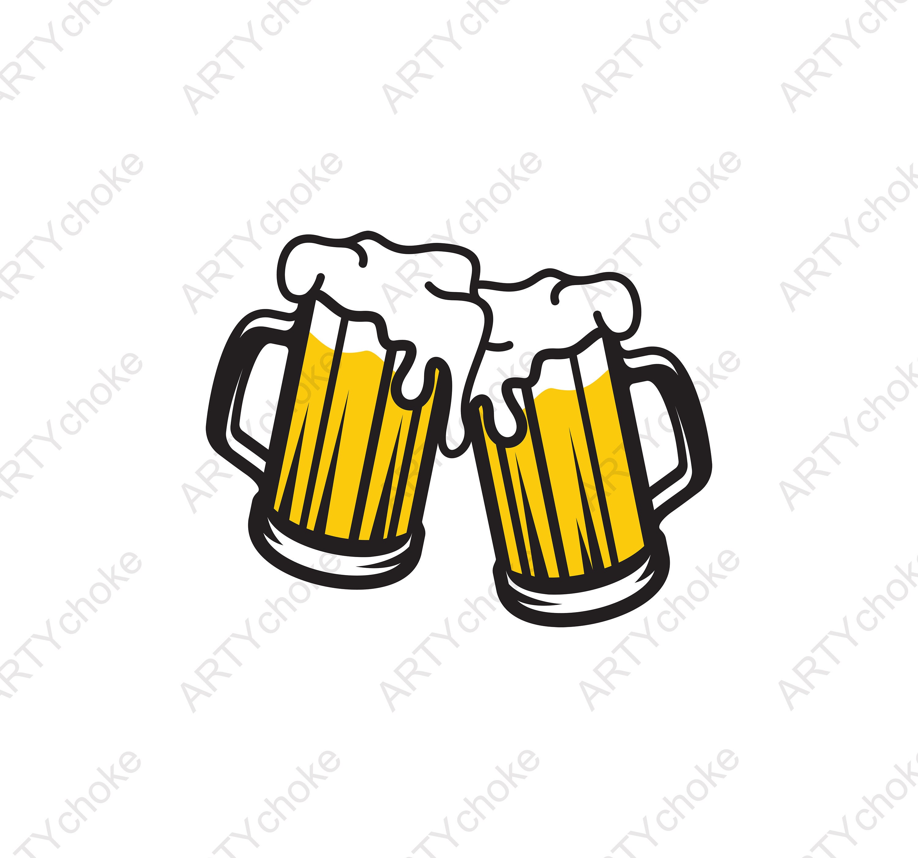 Beer Mugs Toasting. Files Prepared for Cricut. SVG Clip Art. Digital ...